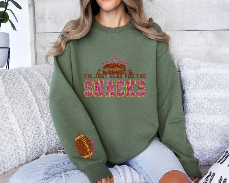 I'm Just Here for the Snacks Sweatshirt, Game Day Sweatshirt, Faux ...