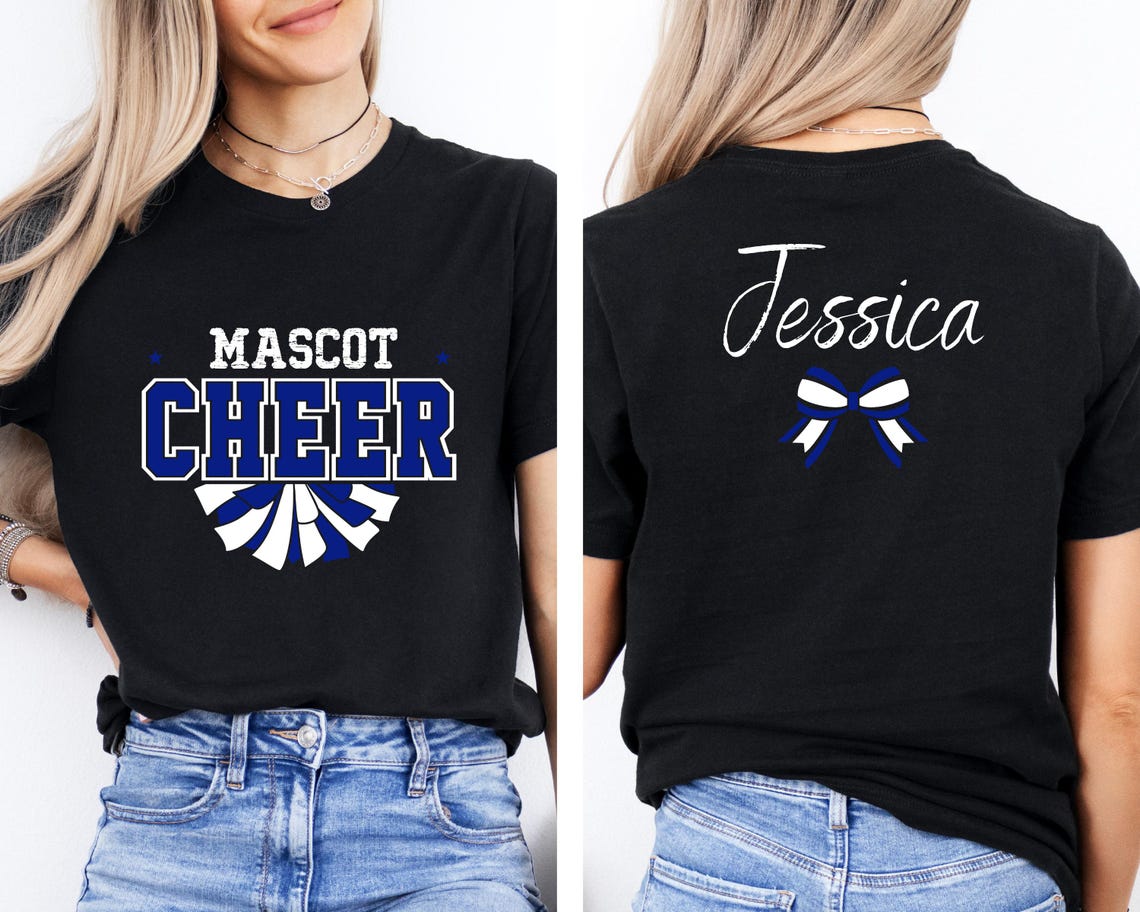 Custom Cheer Shirt, Cheer Blue and White T-shirt, Cheer Squad Shirts ...
