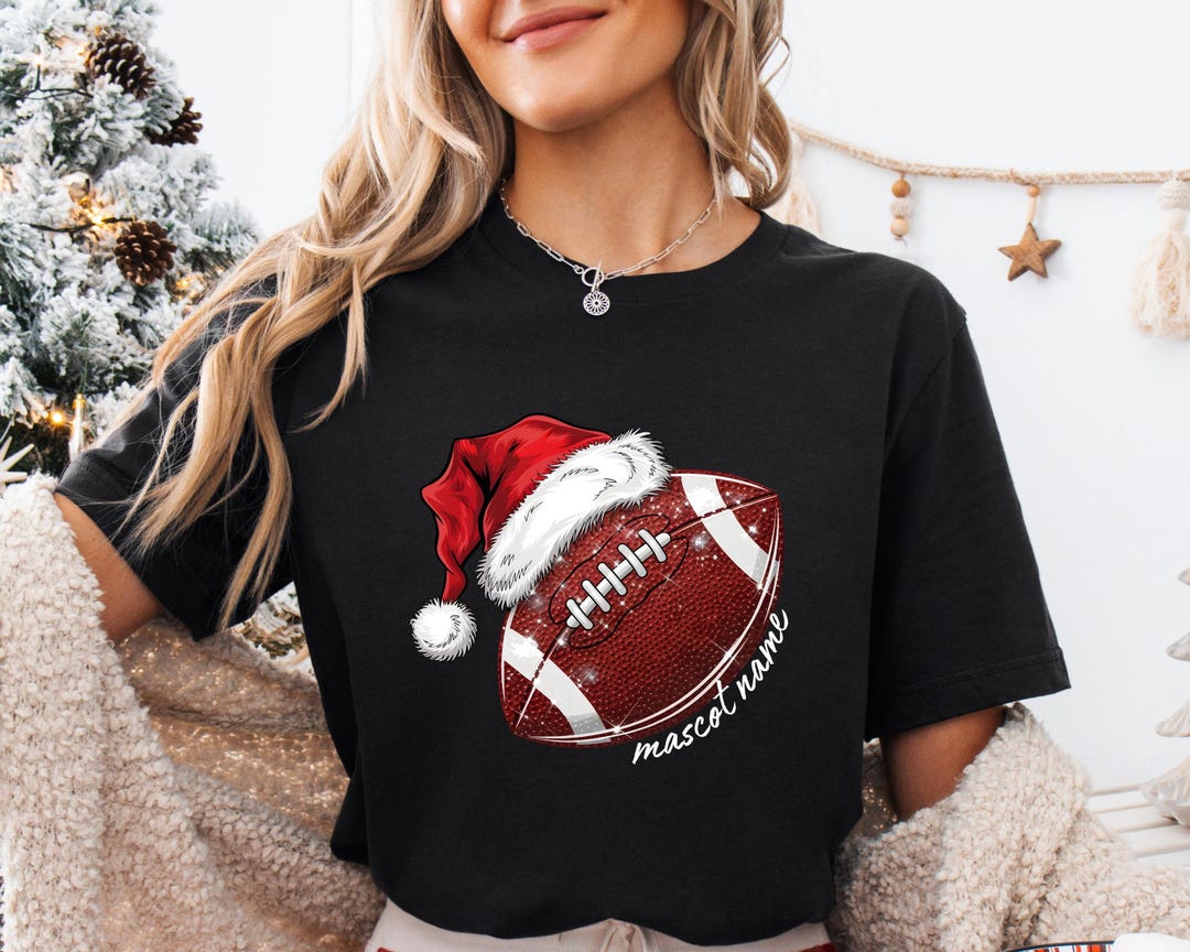 Christmas Football Shirt, Custom Mascot Bow Football Shirt,football ...