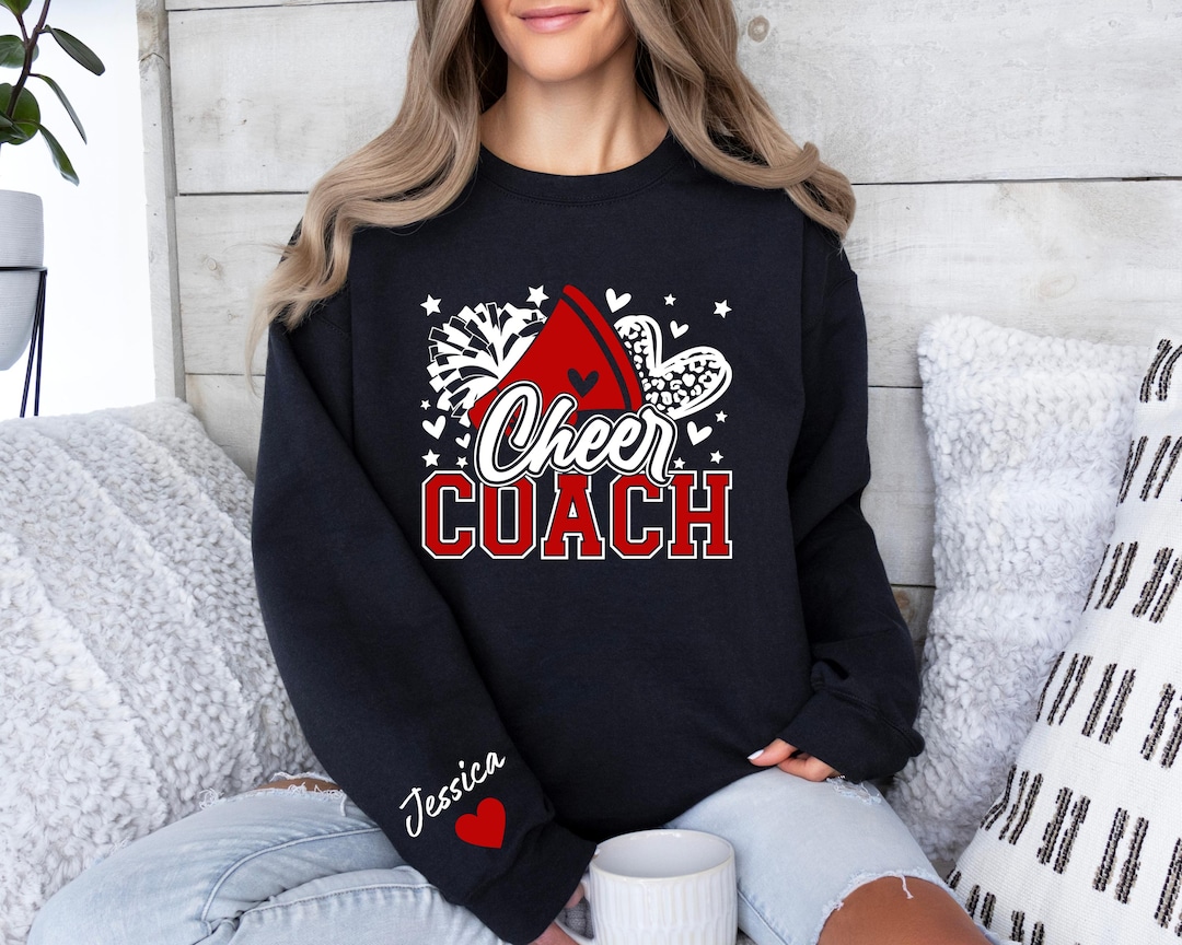 Custom Cheer Coach Sweatshirt, Cheer Coach Red and White Sweater,custom ...