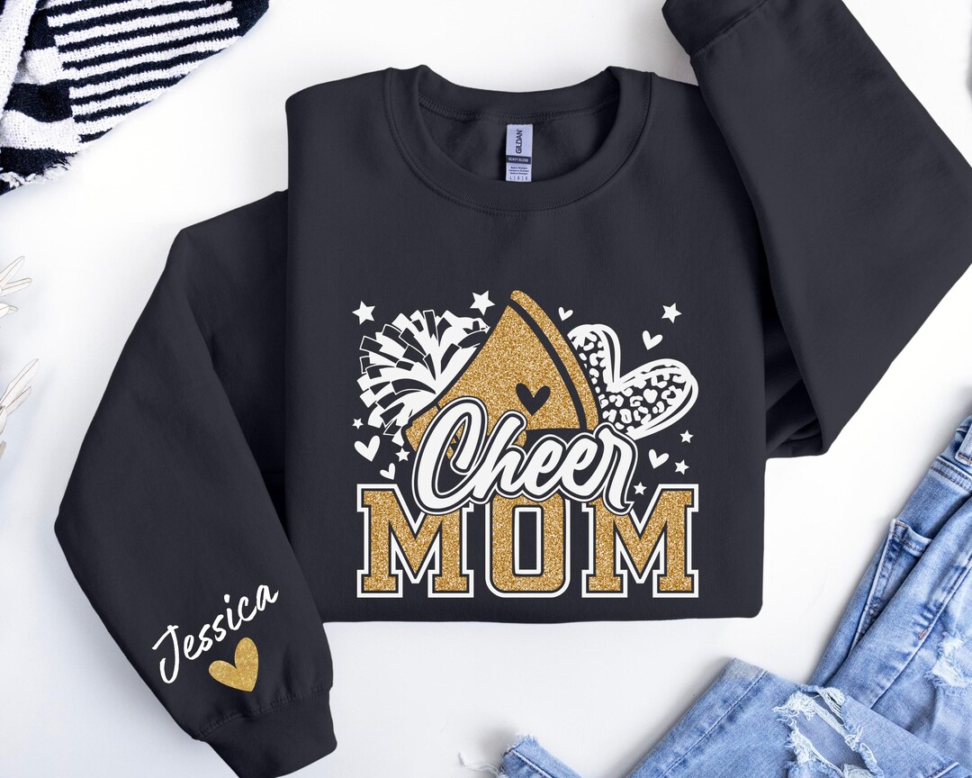 Cheer Mom Sweatshirt ,custom Cheer Mom Faux Glitter Sweatshirt, Cheer ...