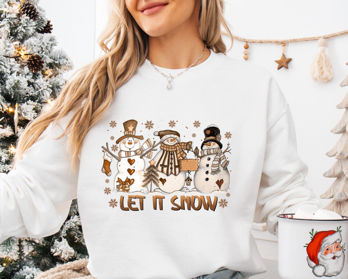 Snowman Christmas Sweatshirt, Let It Snow Sweatshirt, Christmas Snowman ...
