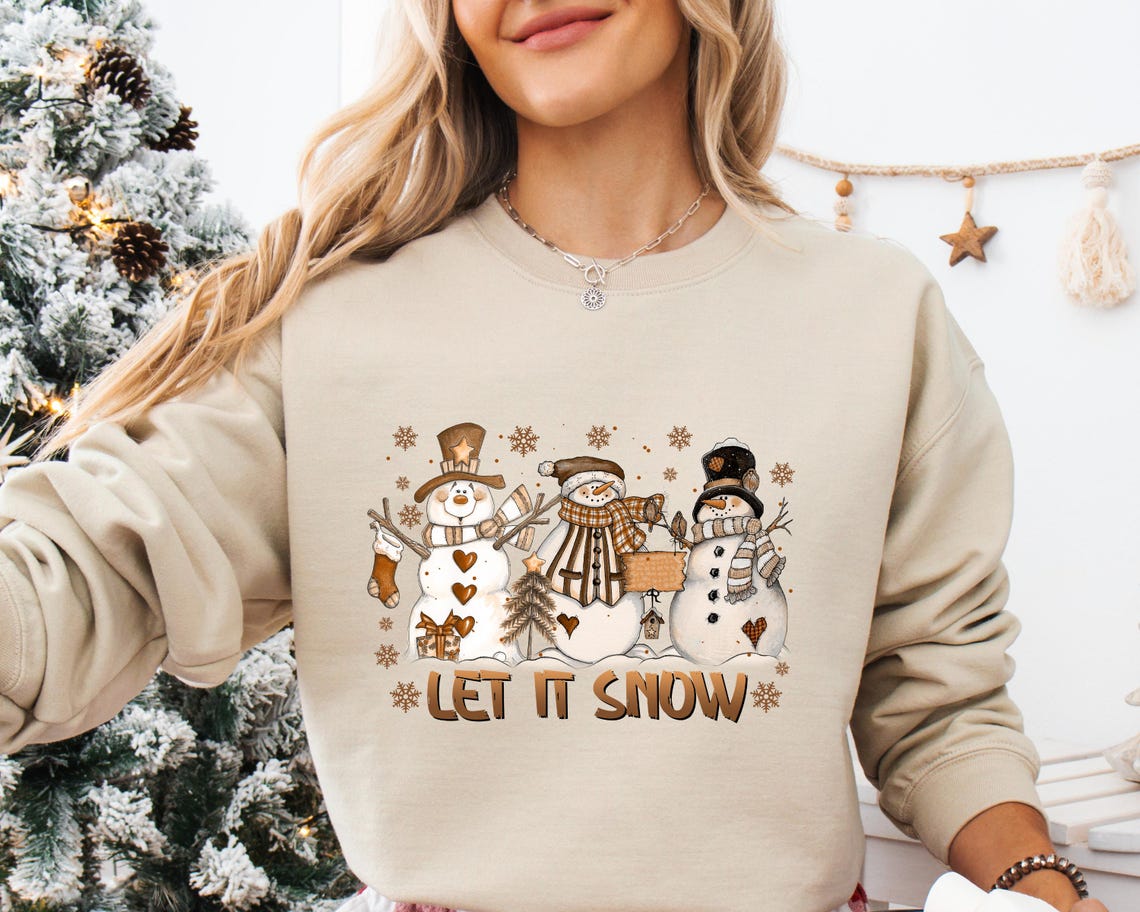 Snowman Christmas Sweatshirt, Let It Snow Sweatshirt, Christmas Snowman ...