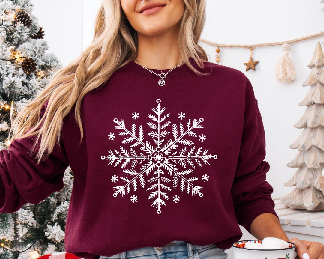 Snowflake Winter Christmas Sweatshirt, Christmas Snowflake Sweater ...