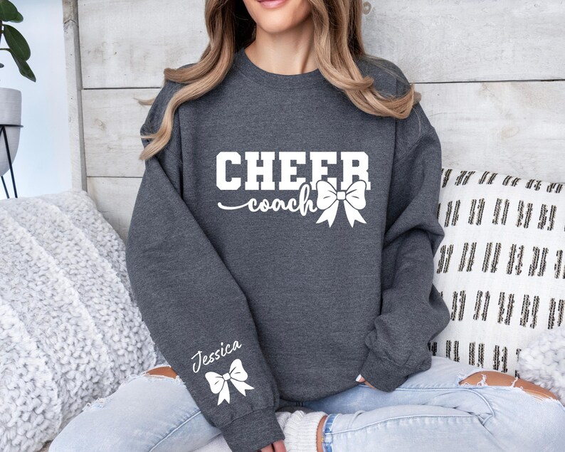 Cheer Coach Sweatshirt, Custom Cheer Coach Sweater,coquette Bow Cheer ...