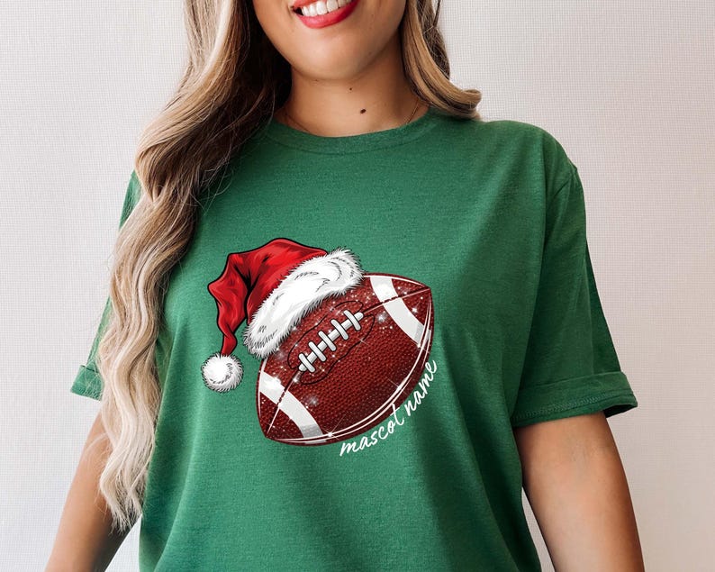 Christmas Football Shirt, Custom Mascot Bow Football Shirt,football ...