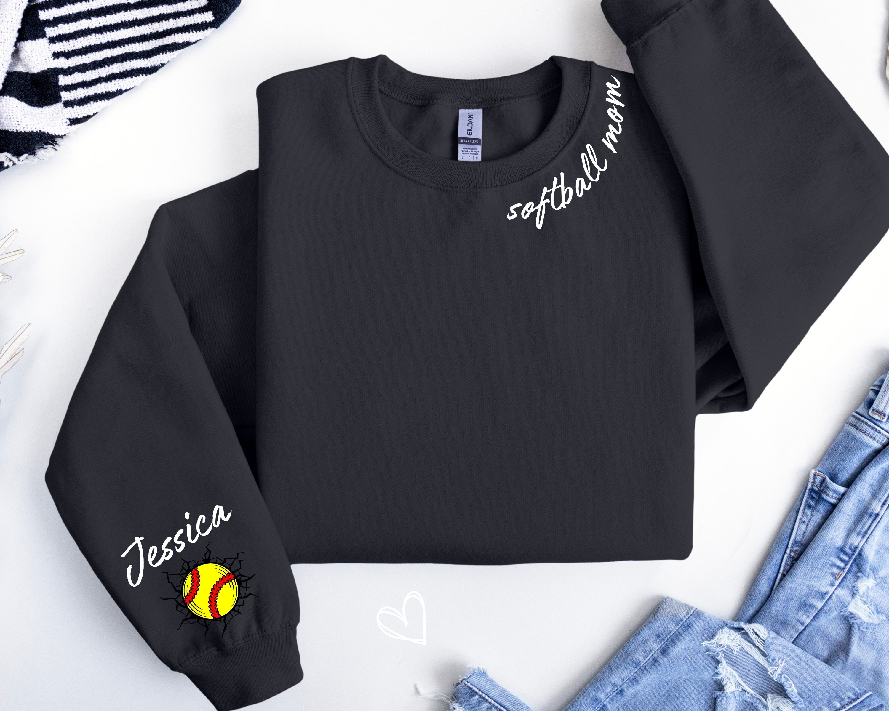 Custom Softball Mom Sweatshirt, Personalized Softball Gift for Mom ...