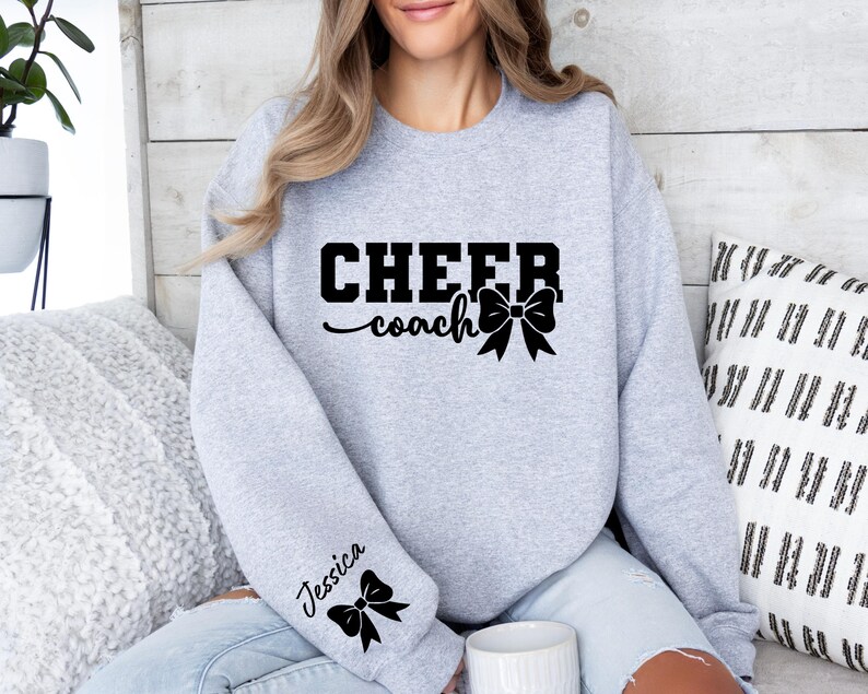 Cheer Coach Sweatshirt, Custom Cheer Coach Sweater,coquette Bow Cheer ...