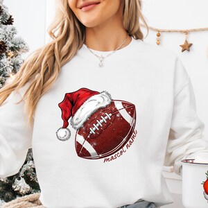 Christmas Football Sweatshirt, Custom Football Mascot Bow Sweatshirt ...