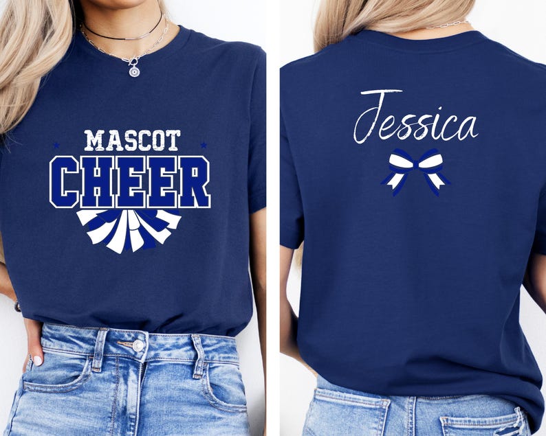 Custom Cheer Shirt, Cheer Blue and White T-shirt, Cheer Squad Shirts ...
