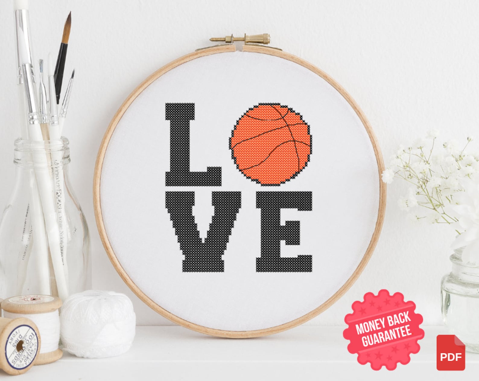 Love Basketball Cross Stitch Pattern, Basketball Cross Stitch, Counted ...