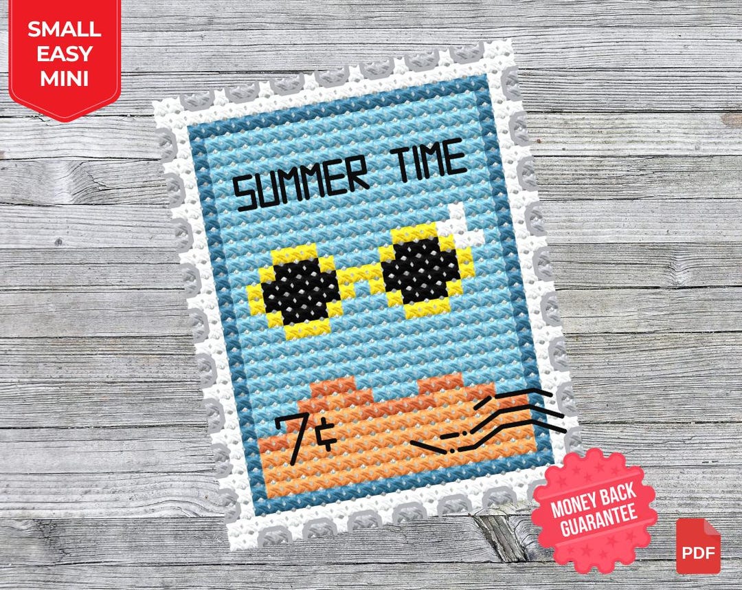 Summer Postage Stamp Cross Stitch Pattern - Instant Download PDF Mini ...