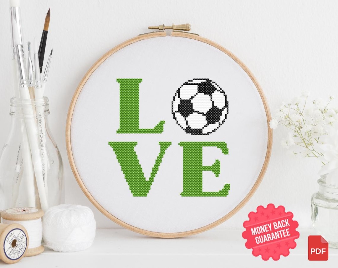 Love Soccer Cross Stitch Pattern: Sport Xstitch (PDF Pattern) - Etsy