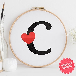 Love Letter C Cross Stitch Pattern: Alphabet Hoop Art (PDF Download) - Etsy