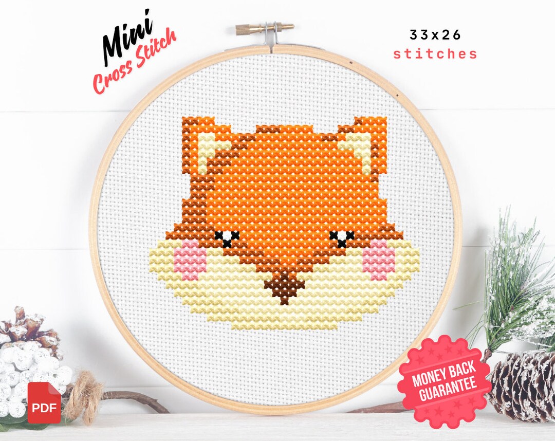 Mini Fox Cross Stitch Pattern Instant Download PDF Enchanted Forest Fox ...