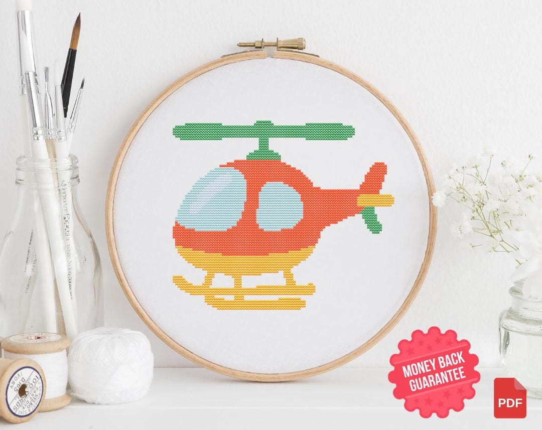 Helicopter Cross Stitch Pattern: Easy Kid's Room Decor (PDF Pattern) - Etsy