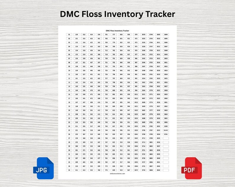 DMC Floss Inventory Tracker – Black & White | Printable DMC Thread ...