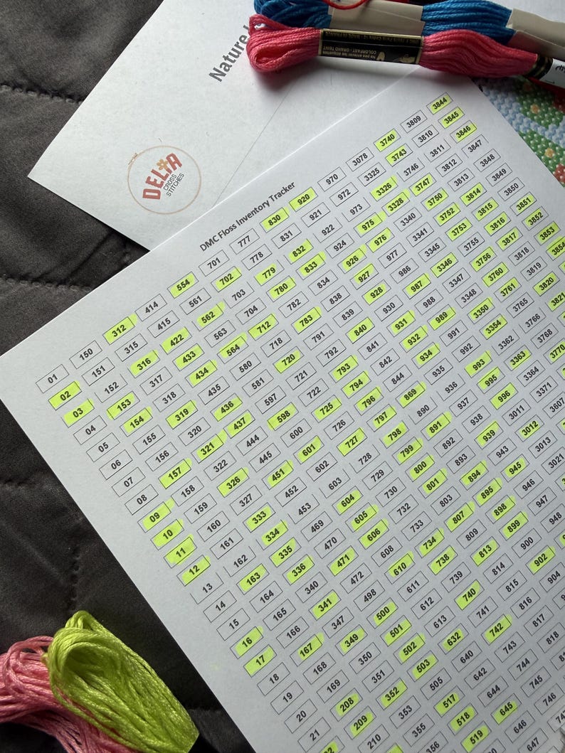 DMC Floss Inventory Tracker – Black & White | Printable DMC Thread ...