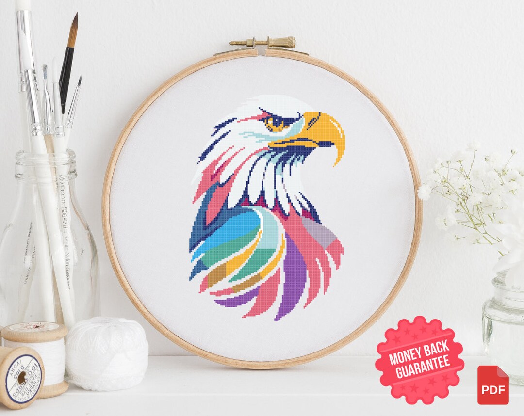 Colorful Eagle Cross Stitch Pattern Geometric Eagle Design Instant ...