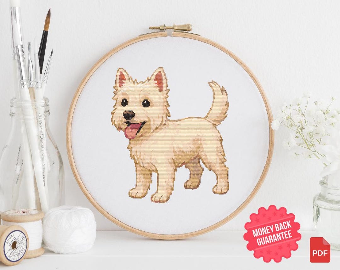 Westie Dog Cross Stitch Pattern: Highland Terrier Embroidery (PDF) - Etsy