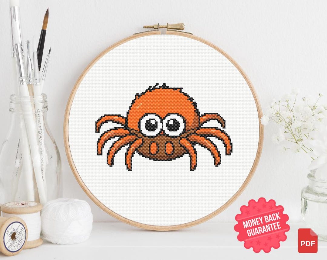 Cute Tarantula Cross Stitch Pattern Fun Embroidery Design Instant PDF ...