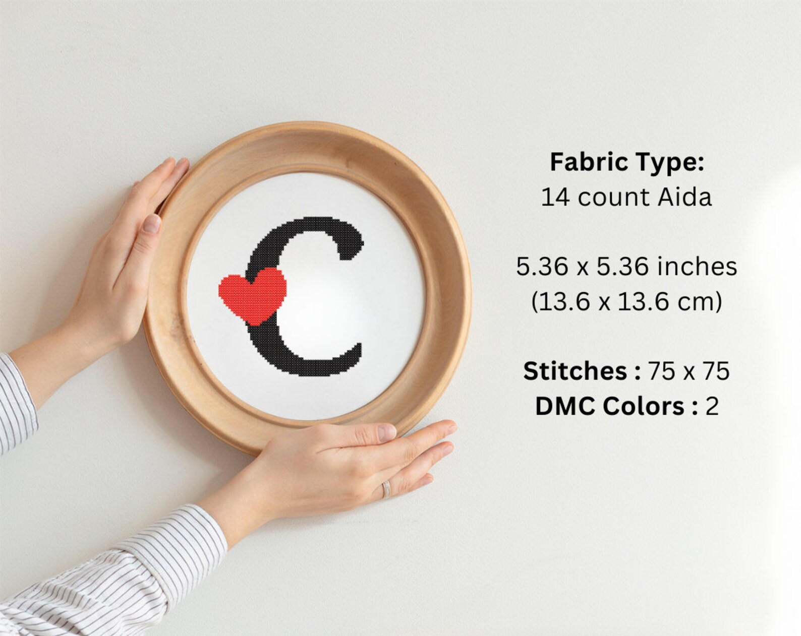 Love Letter C Cross Stitch Pattern: Alphabet Hoop Art (PDF Download) - Etsy