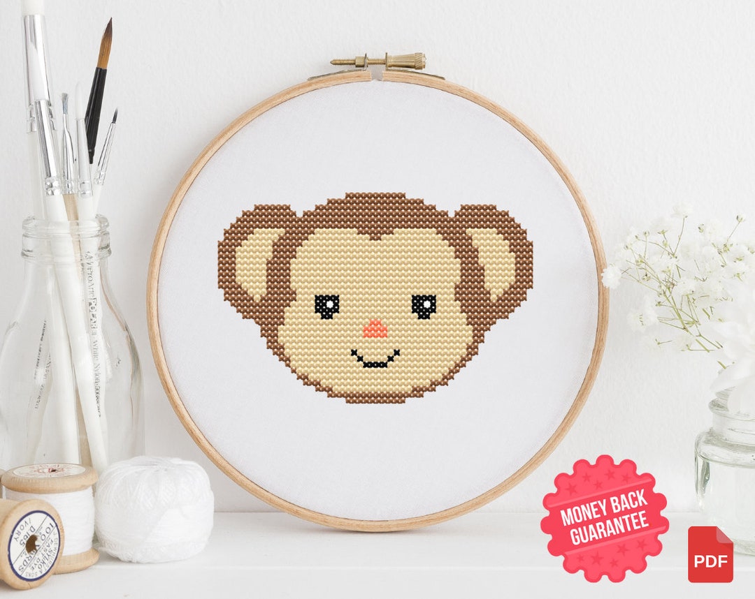 Patrón de punto de cruz de mono Mini animales Punto de cruz Punto de ...