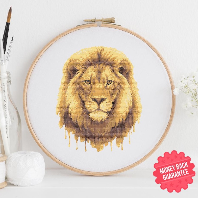 Lion Cross Stitch - Etsy