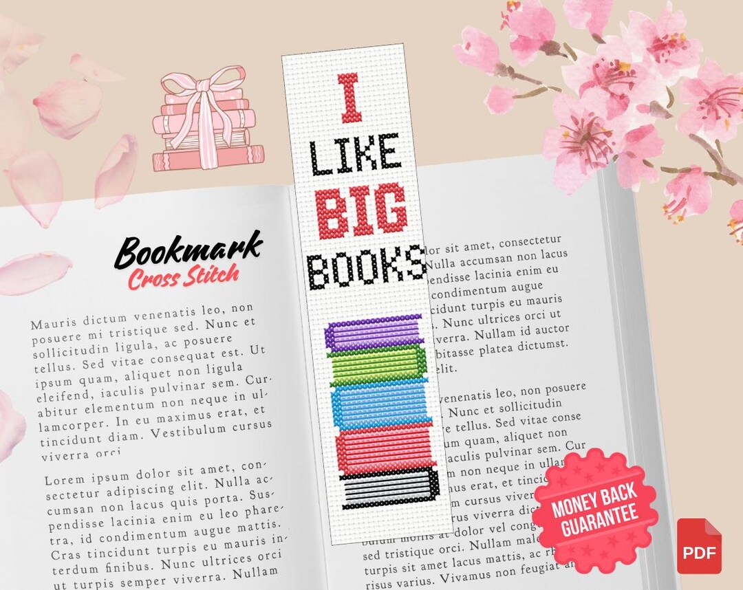 Big Books Bookmark Cross Stitch Pattern: Book Lover Gift (PDF Download ...