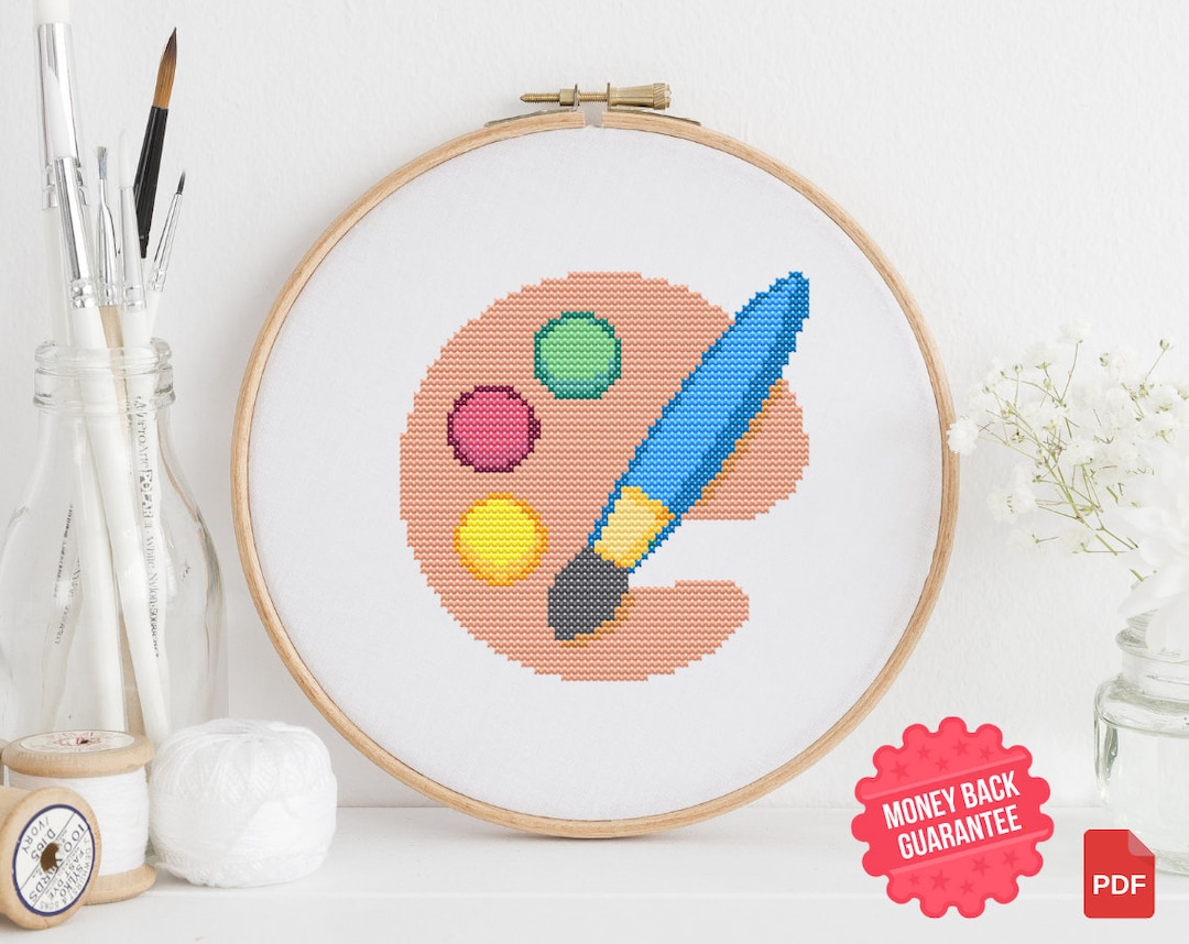 Artist Paint Palette Cross Stitch Pattern Paint Palette Cross Stitch ...