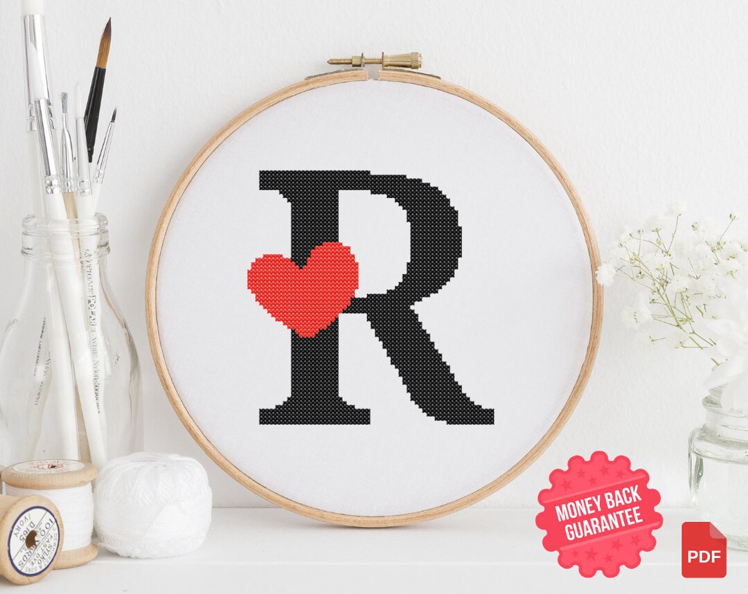 Love Letter R Cross Stitch Pattern: Enchanting Alphabet (PDF Download ...