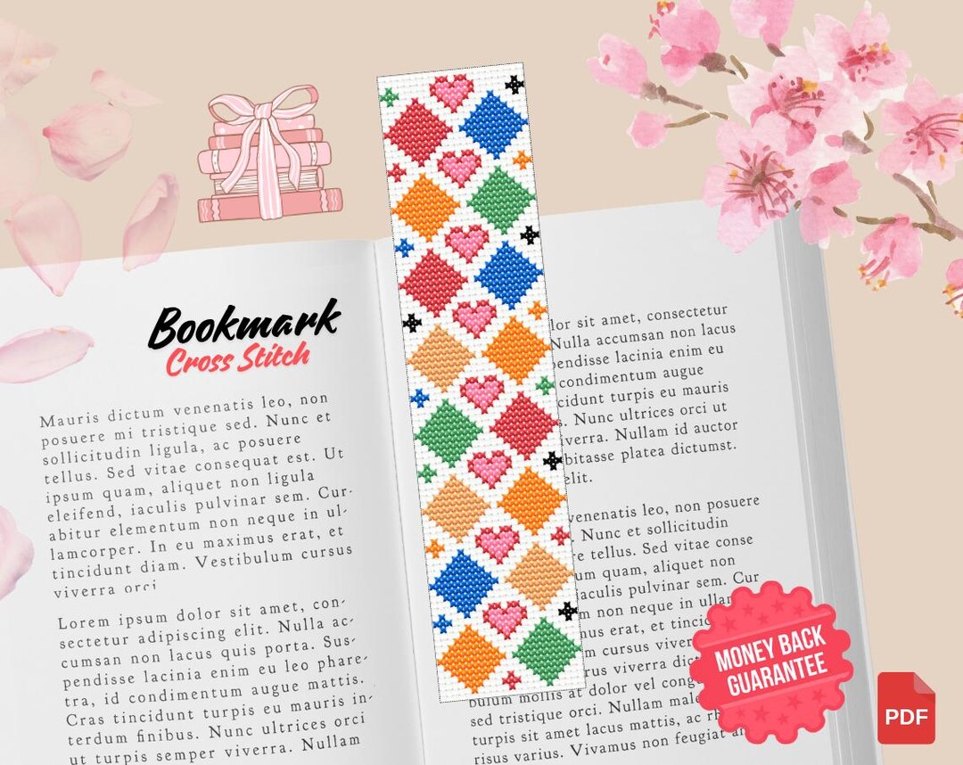 Geometric Cross Stitch Bookmark Pattern: Colorful DIY Gift (PDF ...