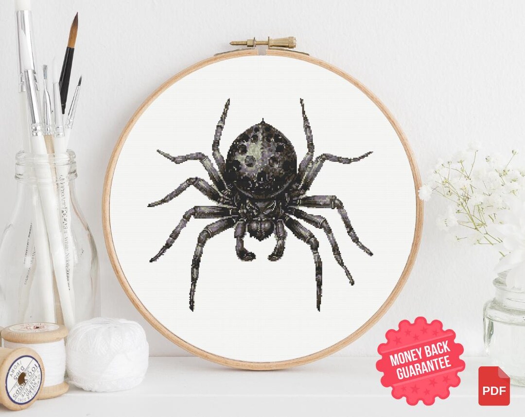 Gothic Spider Cross Stitch Pattern PDF Download, Black Spider ...