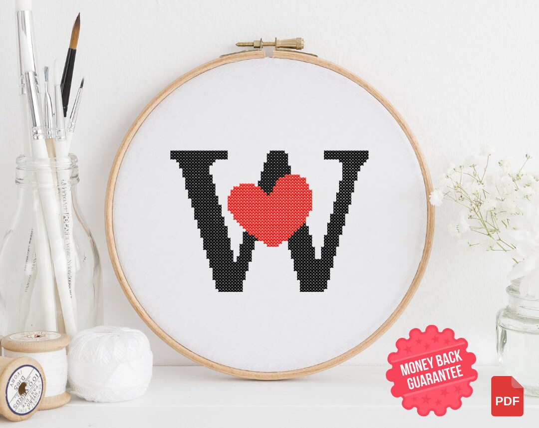 Magical Love Letter W Cross Stitch Pattern - PDF Download Enchanting ...