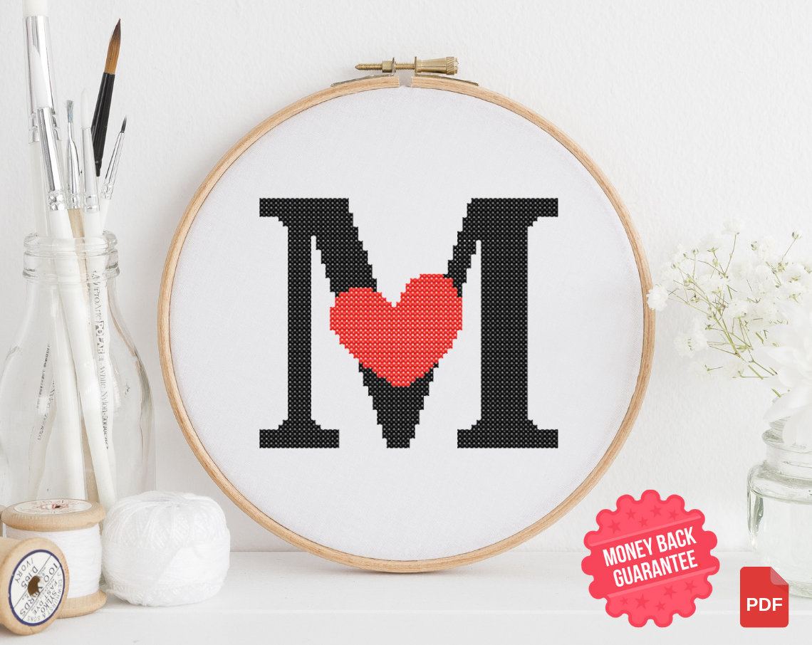 Magical Love Letter M Cross Stitch Pattern PDF Download Enchanting ...