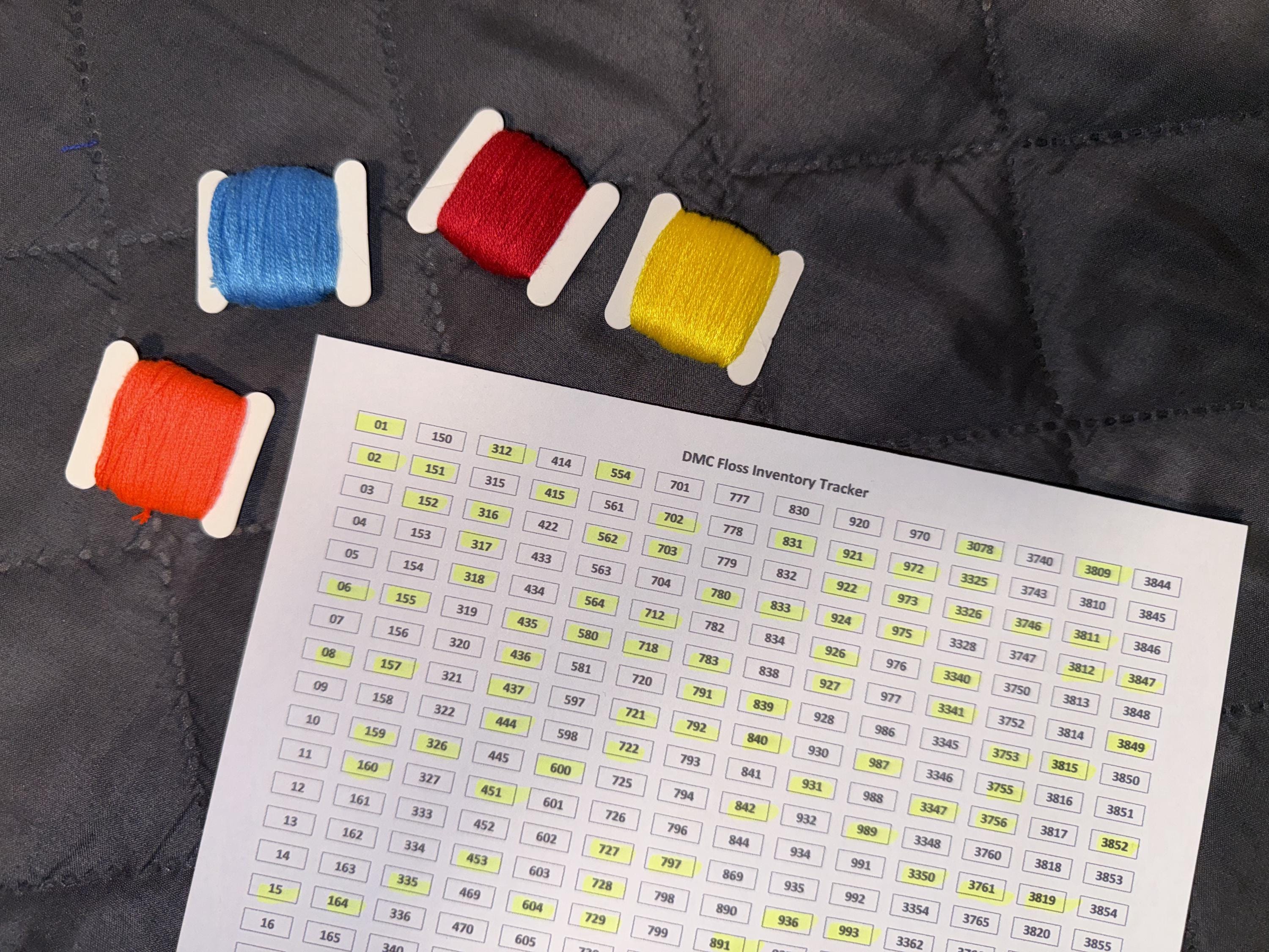 DMC Floss Inventory Tracker – Black & White | Printable DMC Thread ...