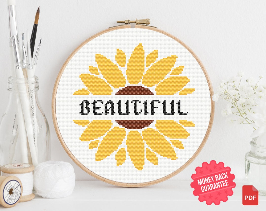 Sunflower Cross Stitch Pattern PDF Instant Download Beautiful Floral ...