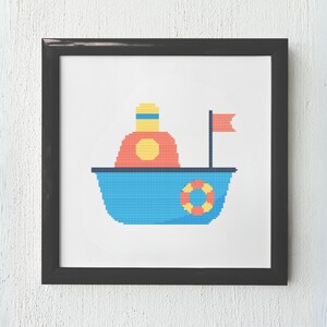 Boat Cross Stitch Pattern Vehicle Cross Stitch Sea Xstitch Pattern Easy ...