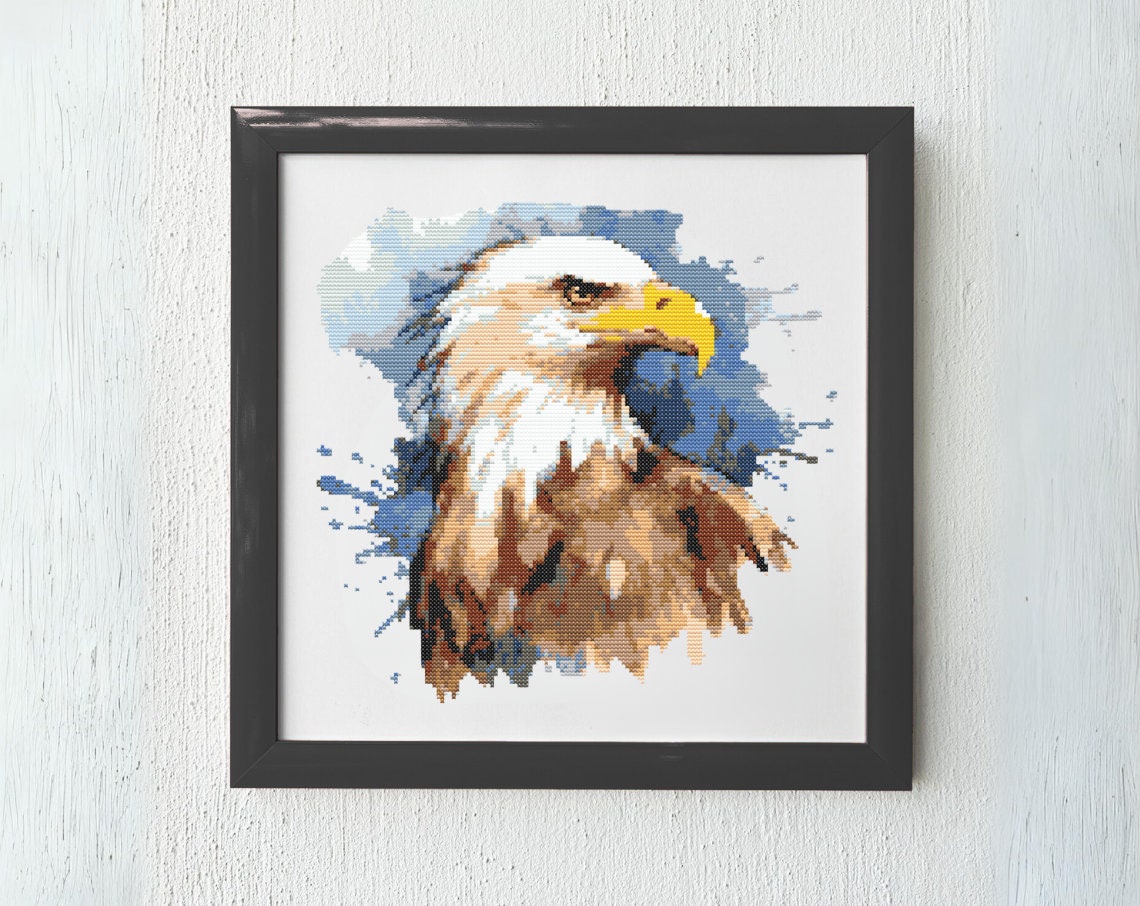 Bald Eagle Cross Stitch Pattern Watercolor Eagle Cross Stitch Pattern ...