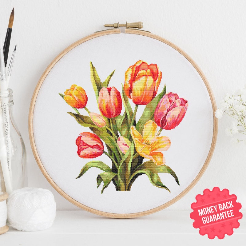 Tulip Cross Stitch - Etsy
