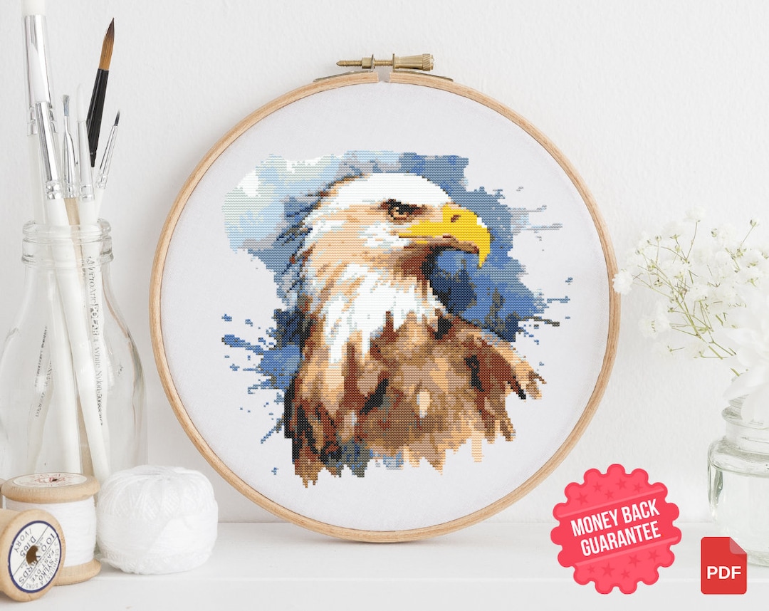 Bald Eagle Cross Stitch Pattern Watercolor Eagle Cross Stitch Pattern ...