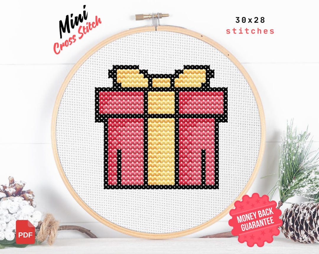 Gift Box Mini Cross Stitch Pattern – Beginner Counted Chart (PDF ...