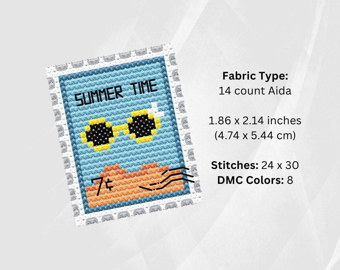 Summer Postage Stamp Cross Stitch Pattern - Instant Download PDF Mini ...