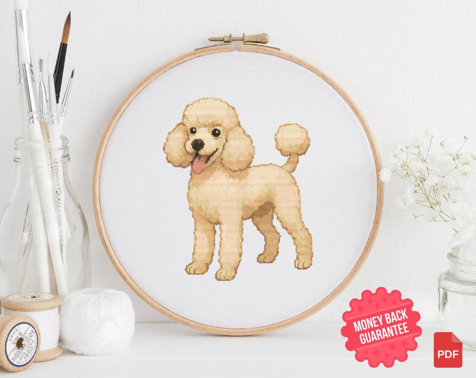 Poodle Cross Stitch Pattern: Elegant Dog Embroidery (PDF) - Etsy