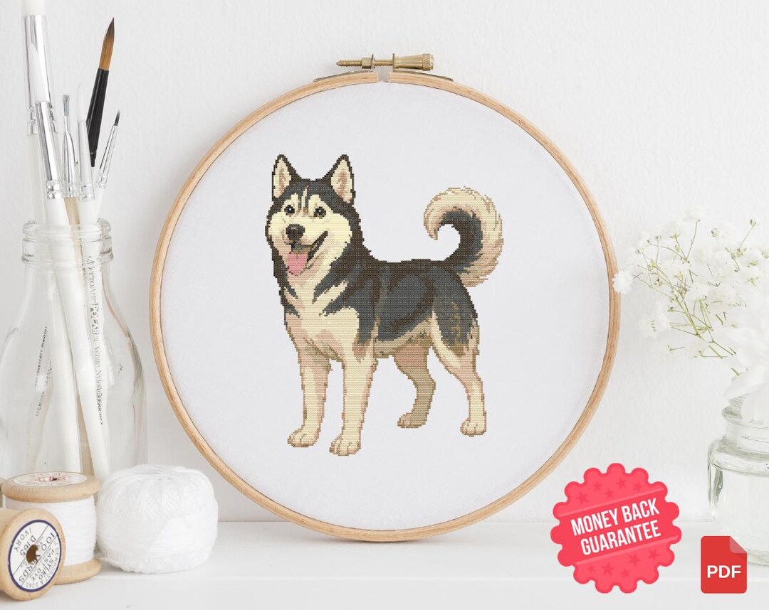Husky Cross Stitch Pattern: Dog Embroidery Design (PDF) - Etsy