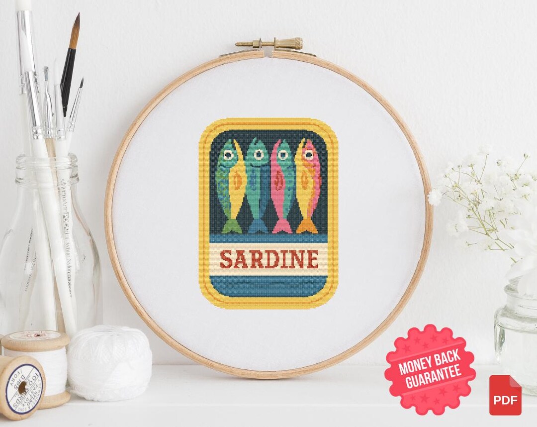 Sardine Parade Cross Stitch Pattern: Vintage Kitchen Decor (PDF ...