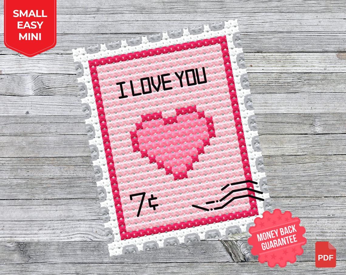 Love Heart Postage Stamp Cross Stitch Pattern: Tiny Heart Embroidery ...
