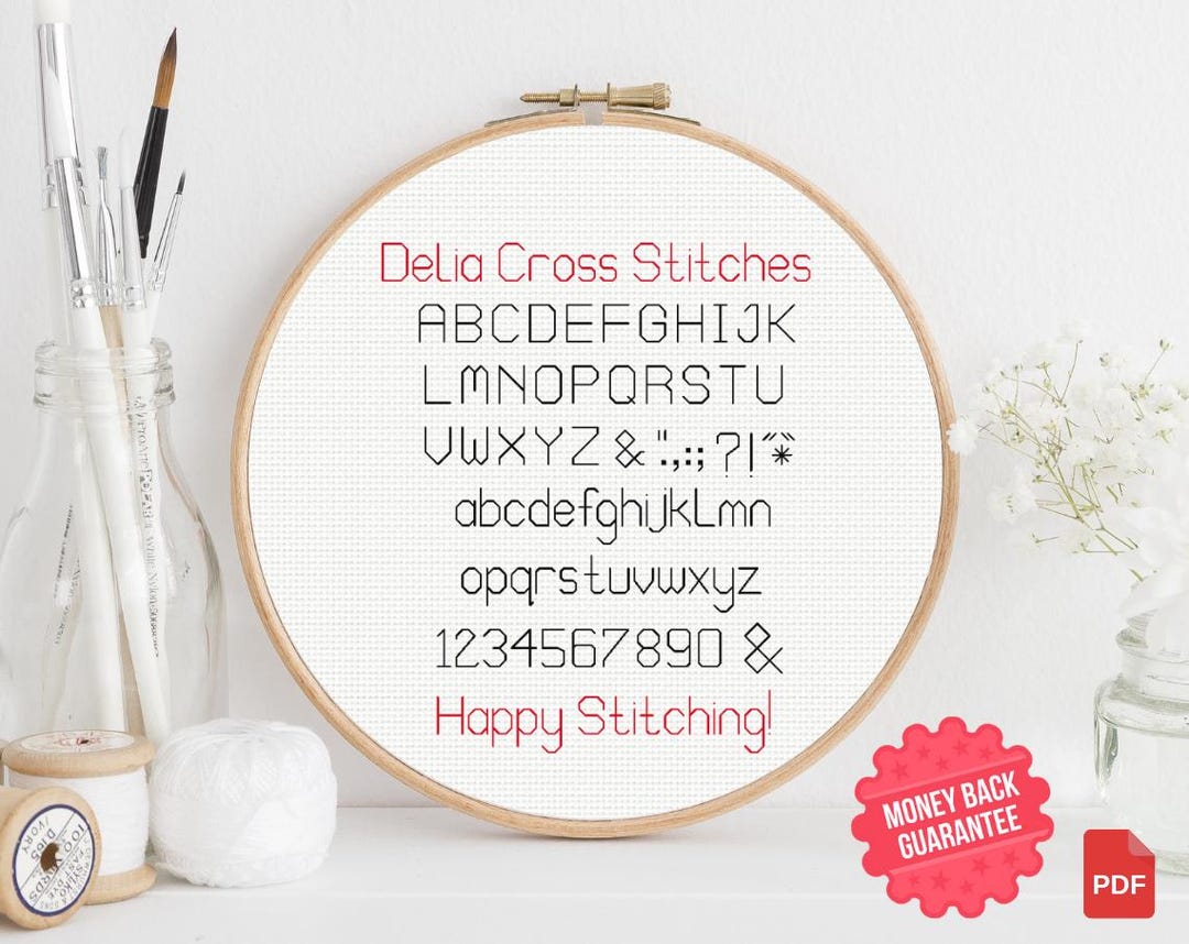 Small Alphabet Cross Stitch Pattern PDF - Backstitch Letters and Font ...