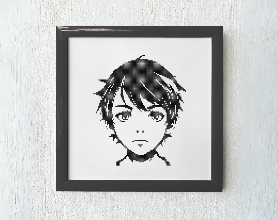 Anime Cross Stitch Pattern Black Color Anime Boy Cross Stitch PDF ...