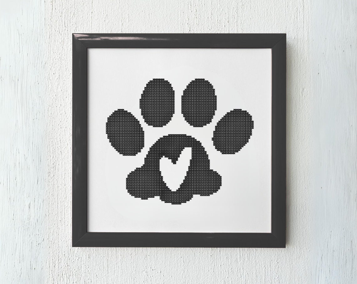 Cat Paw Cross Stitch Pattern, Cat Paw Heart Instant Download PDF ...